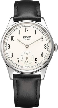KUOE KYOTO Classic Antique Watch 35mm Oiled Black Leather Band ...